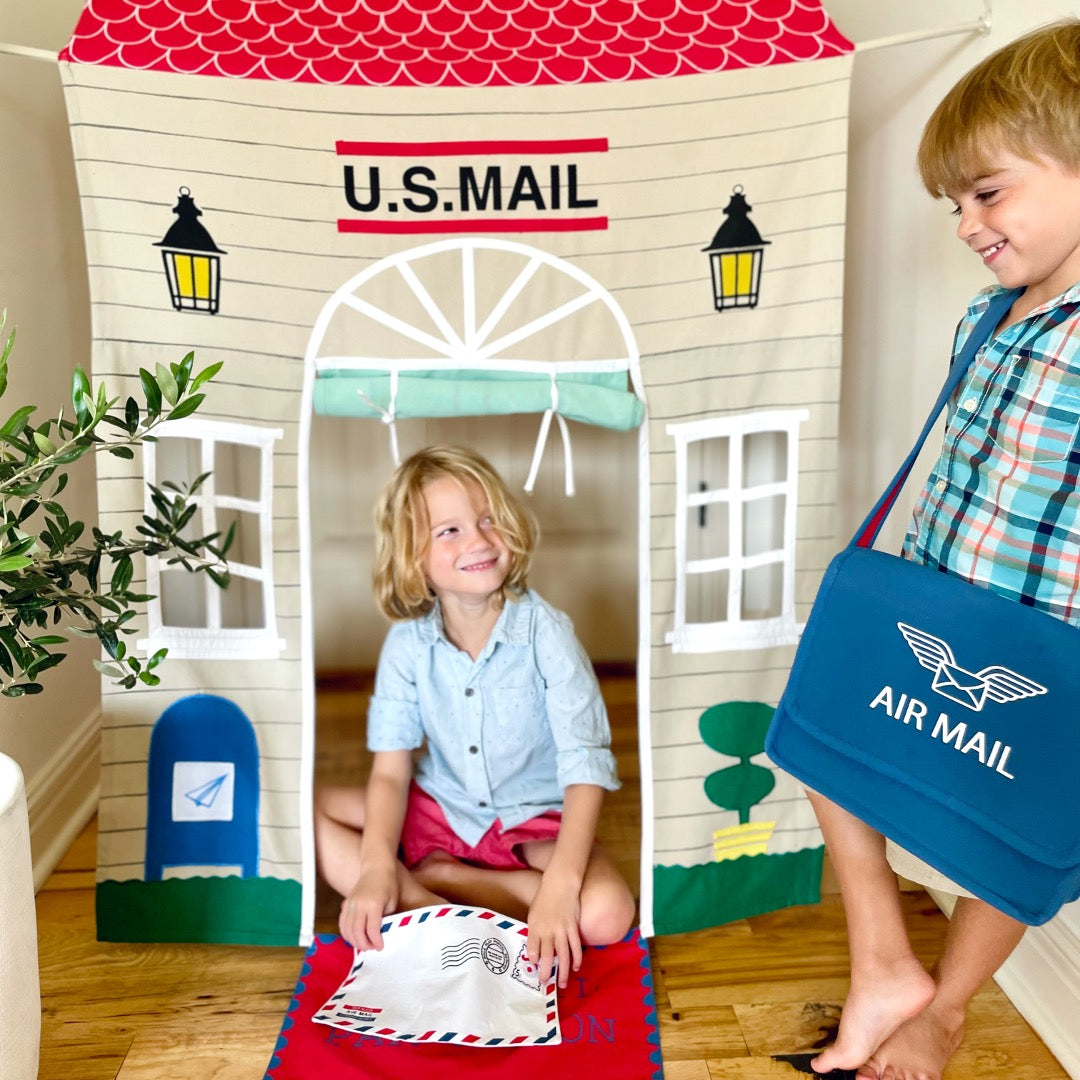 Post Office Doorway Storefront with Mailman's satchel – Role Play Kids